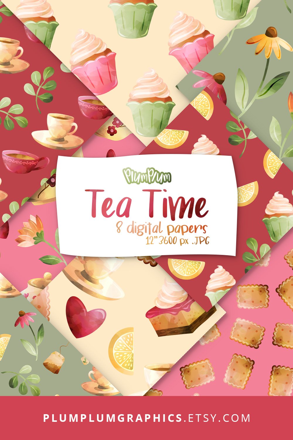 Tea Time Digital Papers (1224172)