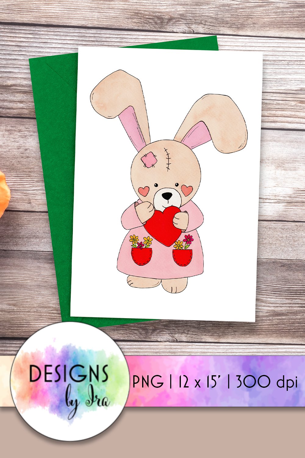 Valentine Bunny with Heart Design | Valentines Day Print