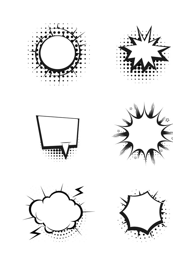 Cartoon empty bubbles. Bubble clouds, comics speech design.