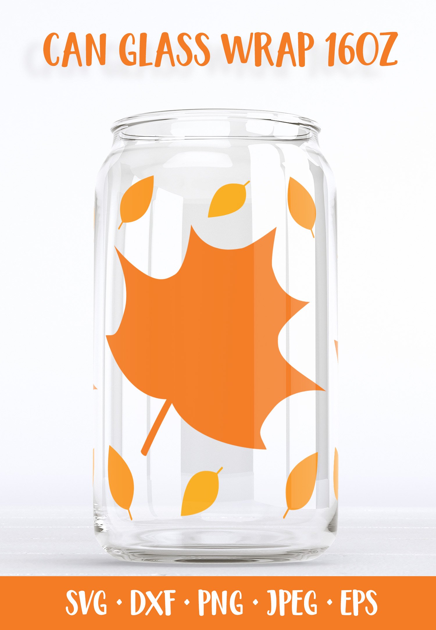 Autumn Leaves Glass Can Wrap SVG. Fall Can Glass Design