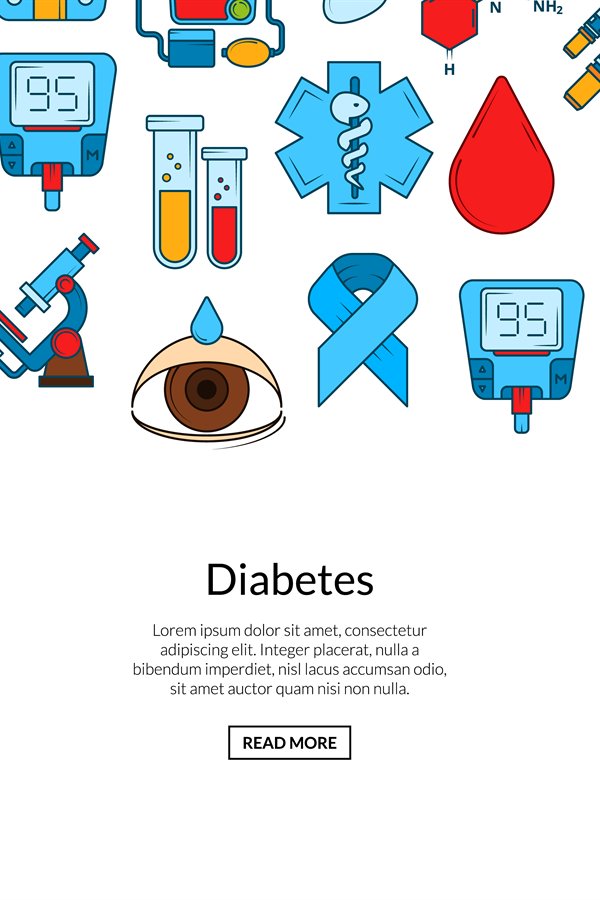 Vector colored diabetes icons background banner poster (872324 ...
