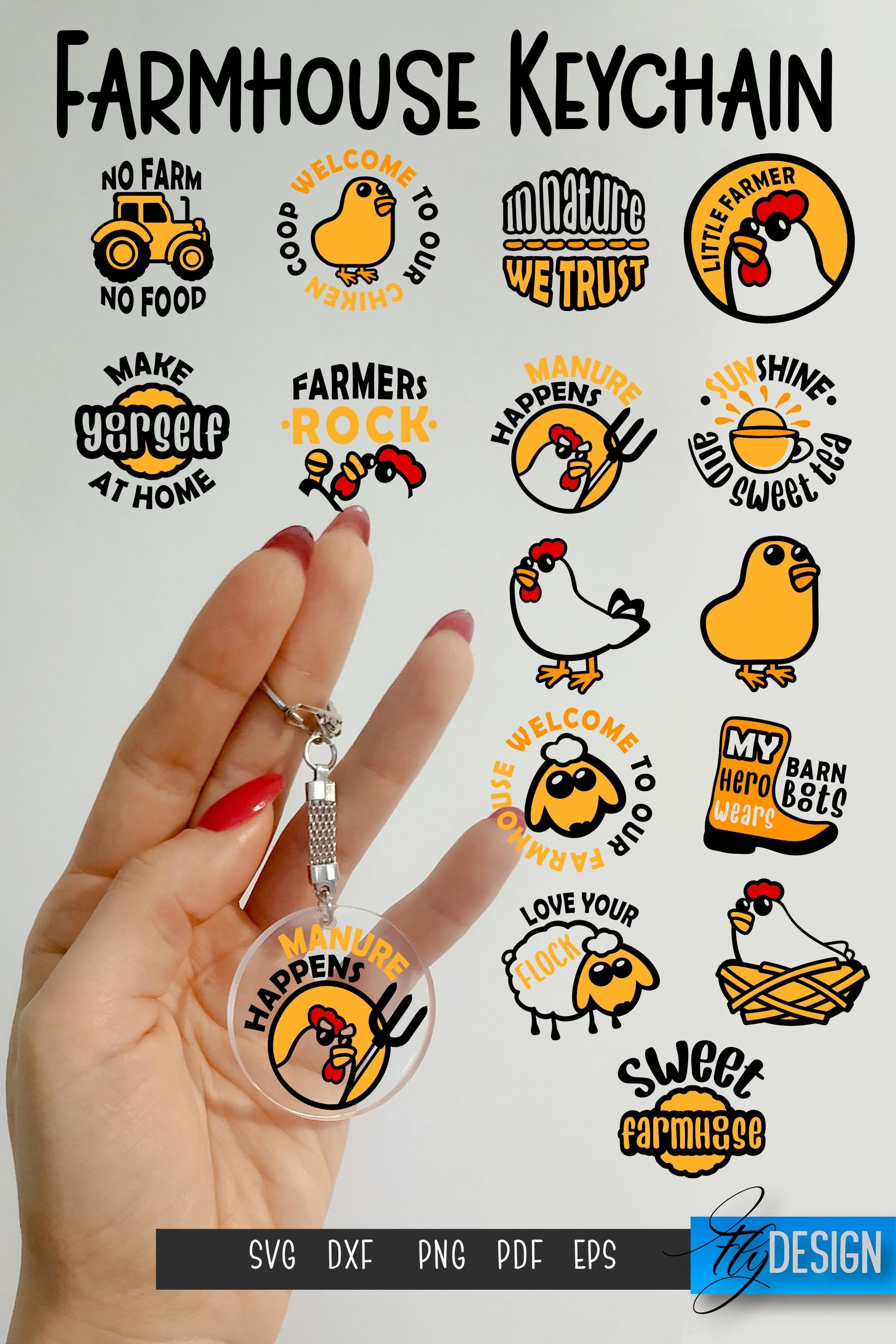 Farmhouse Keychain SVG Bundle | Funny Key Keychain (2023338)