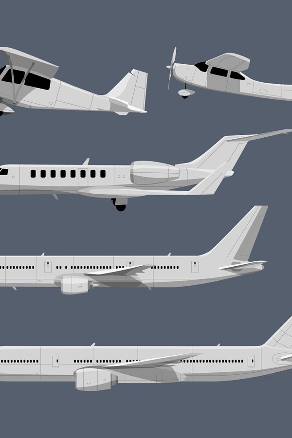 Vector illustrations of airplanes in cartoon style