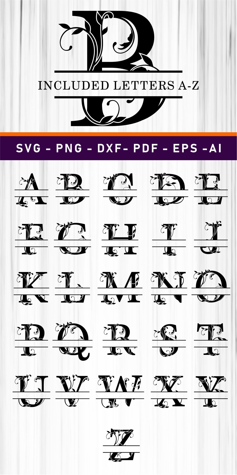 Monogram Split Letters SVG, Split Font SVG, Split Alphabet