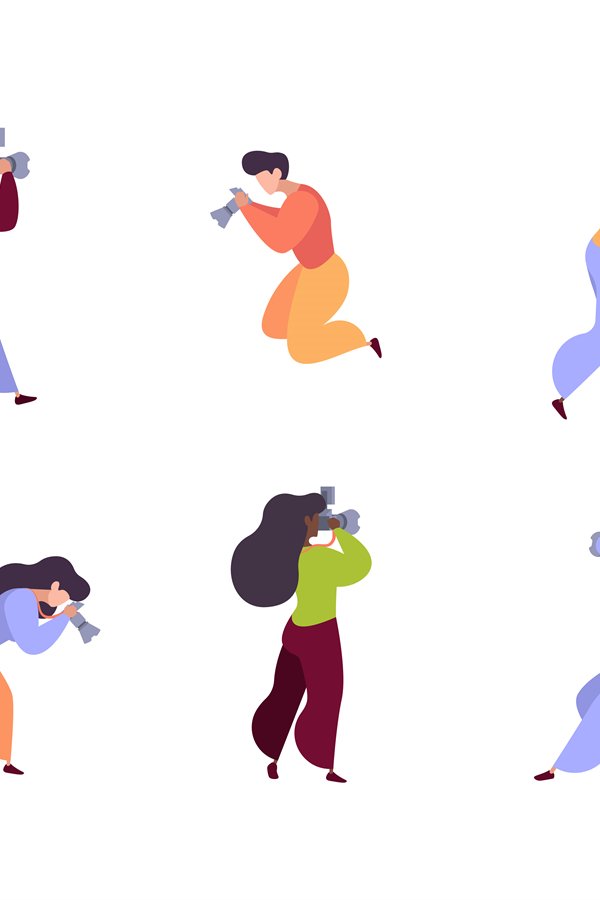 Photographers. Professional workers with digital cameras pap