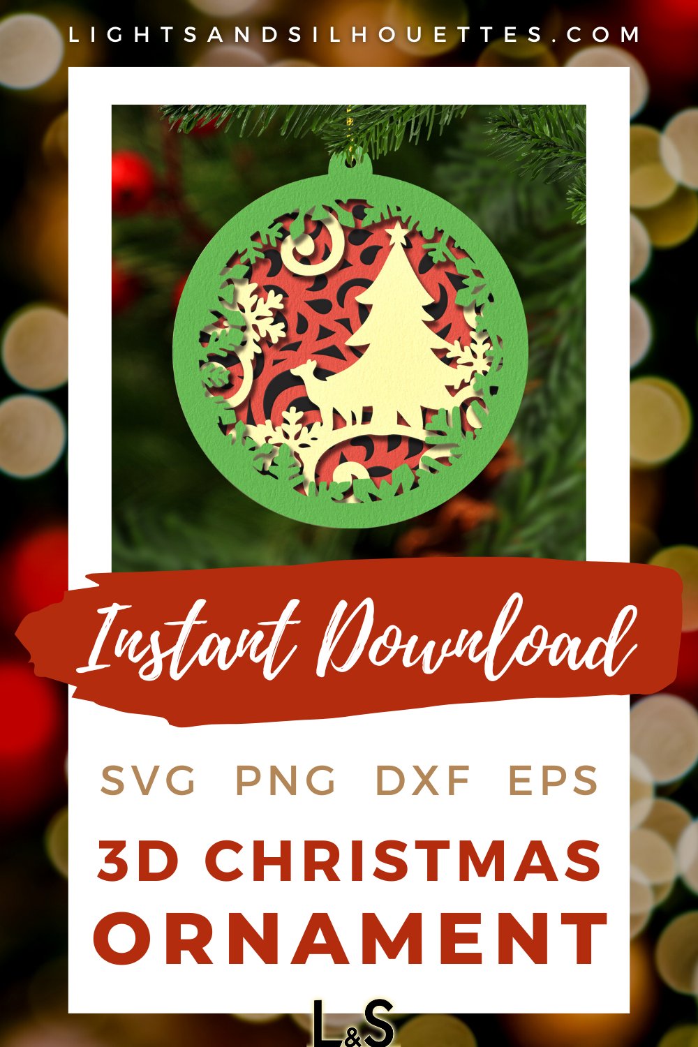 Christmas Tree Ornament | Layered Paper Cut Art Template