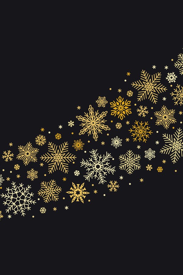 Golden snowflake wave. Gold snowflakes stream, winter snow g