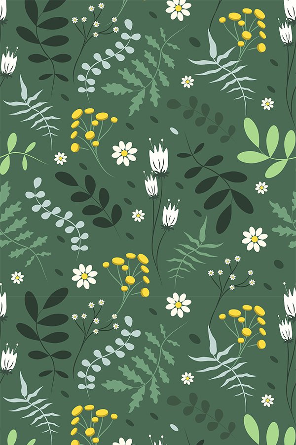 six cute patterns with herbal ornament