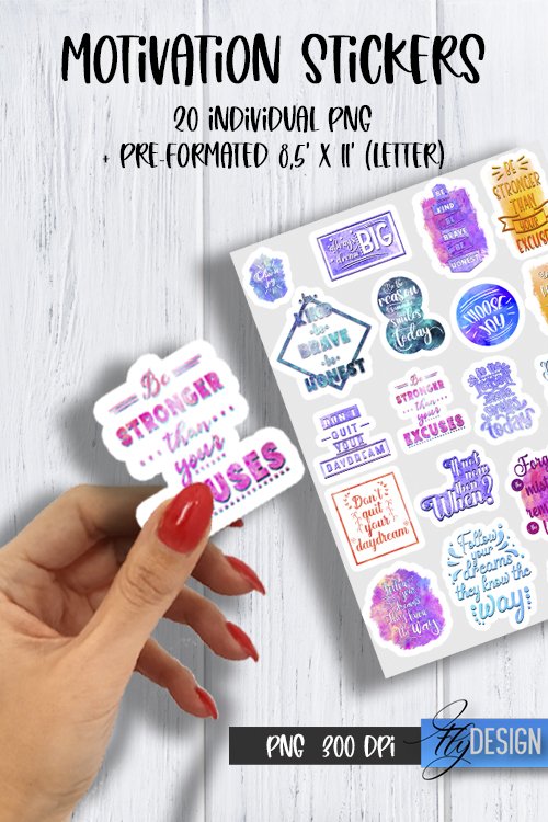 Stickers Motivation Bundle. Printable Sticker (1456516)