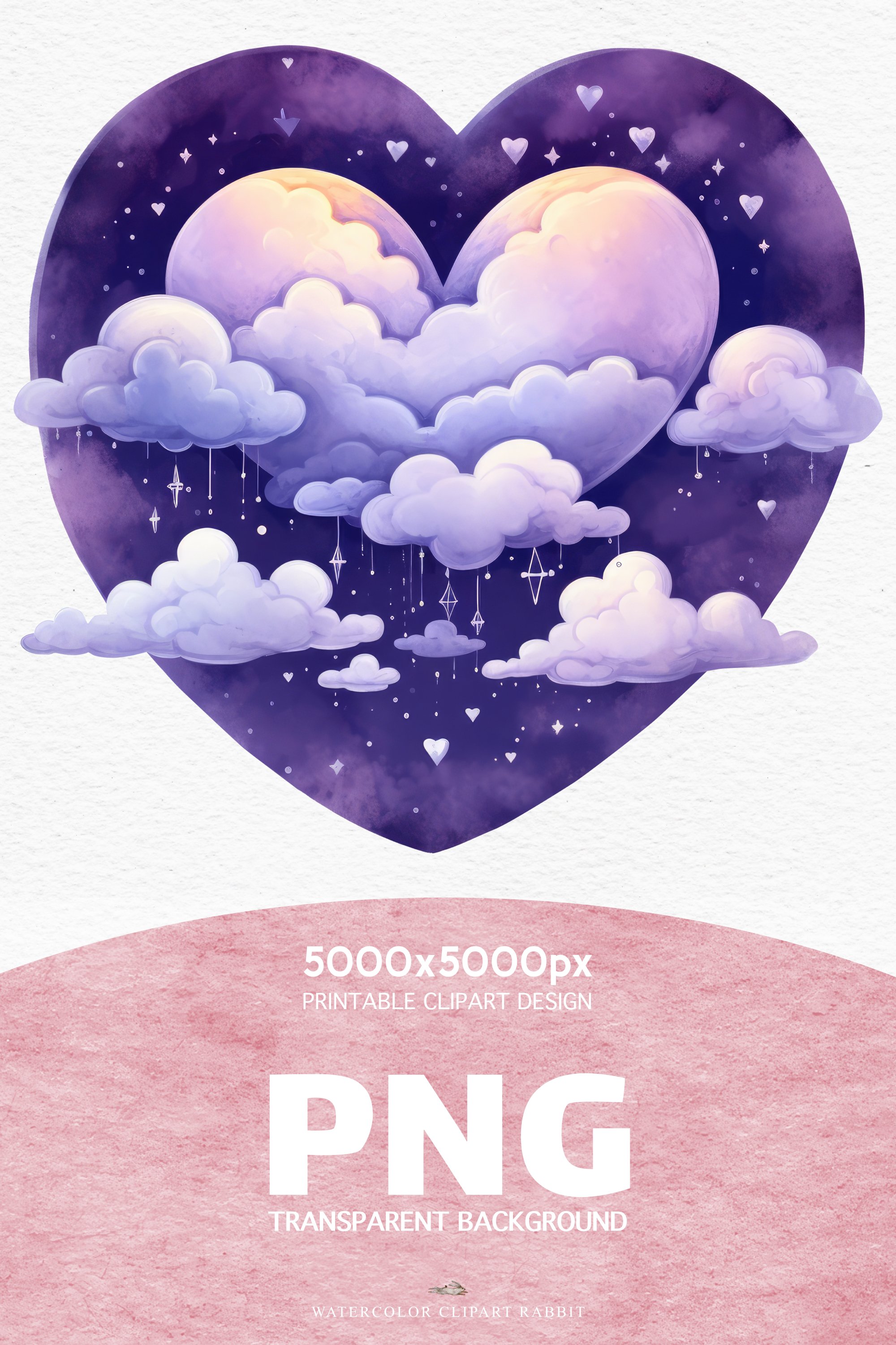 Valentine Day Heart Clouds Clipart Love Landscape PNG Decor