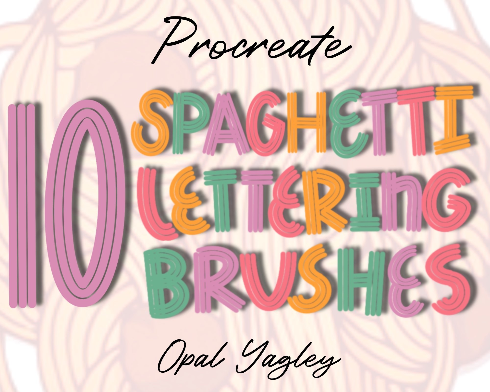 Procreate Brushes/ 10 Spaghetti Lettering Brushes / iPad