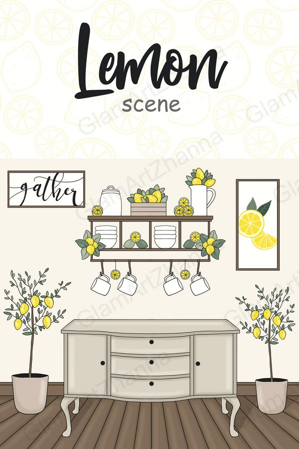 Lemon SCENE Lemonade Yellow Fruit Sticker Set - PNG files (1327621 ...