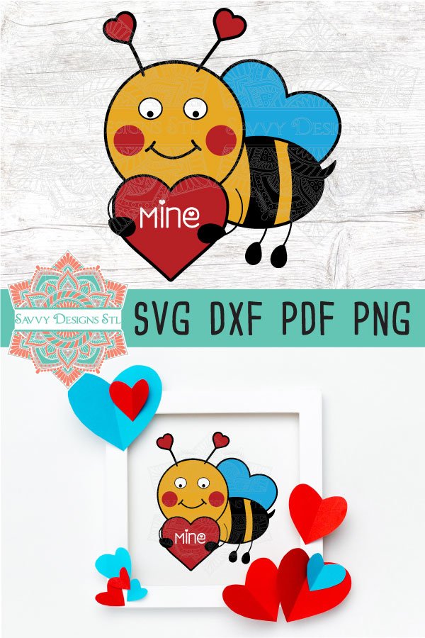 Bee Mine Valentine's Day Layered Cut File