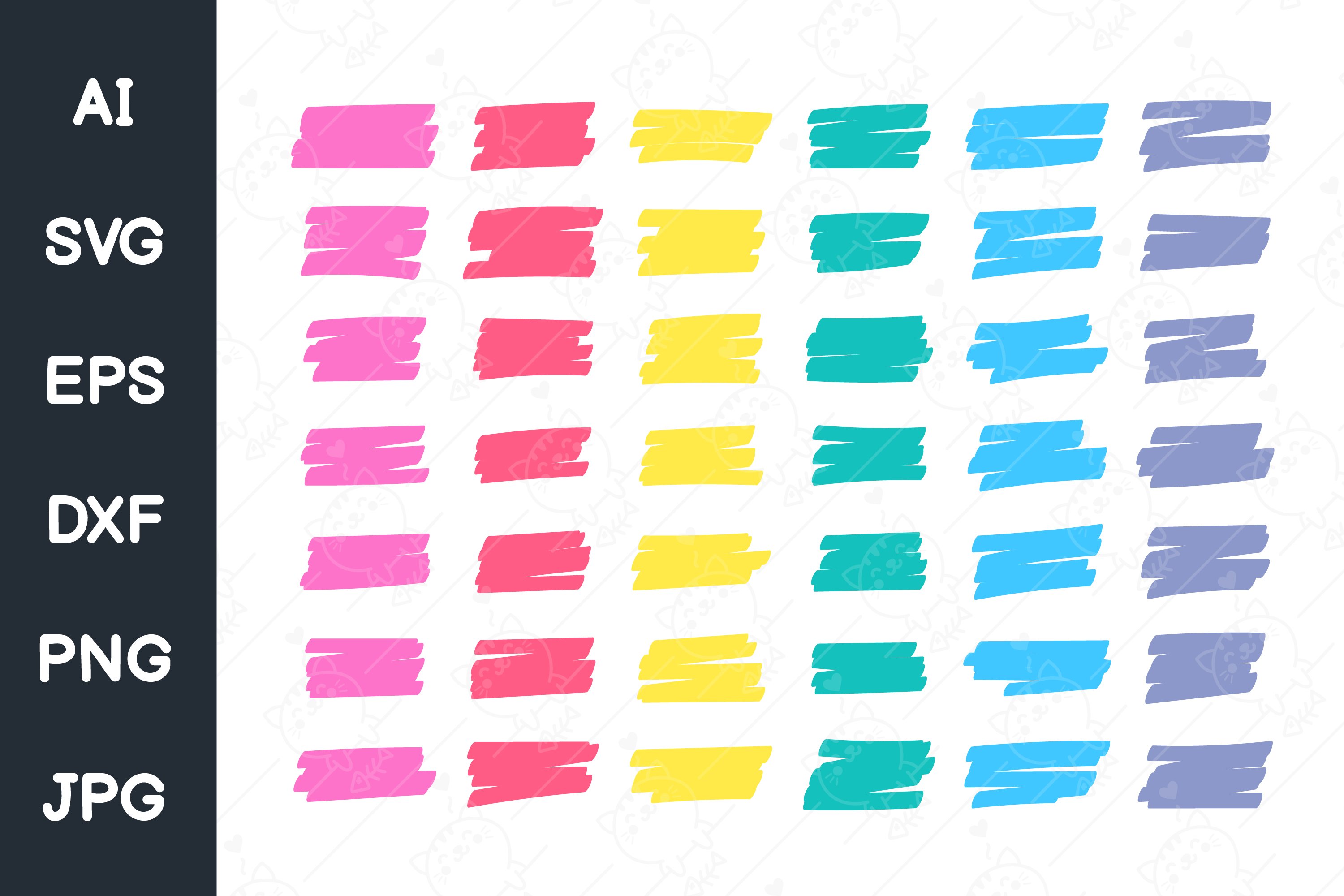 Highlight brush lines. Hand drawn highlighter. svg file.