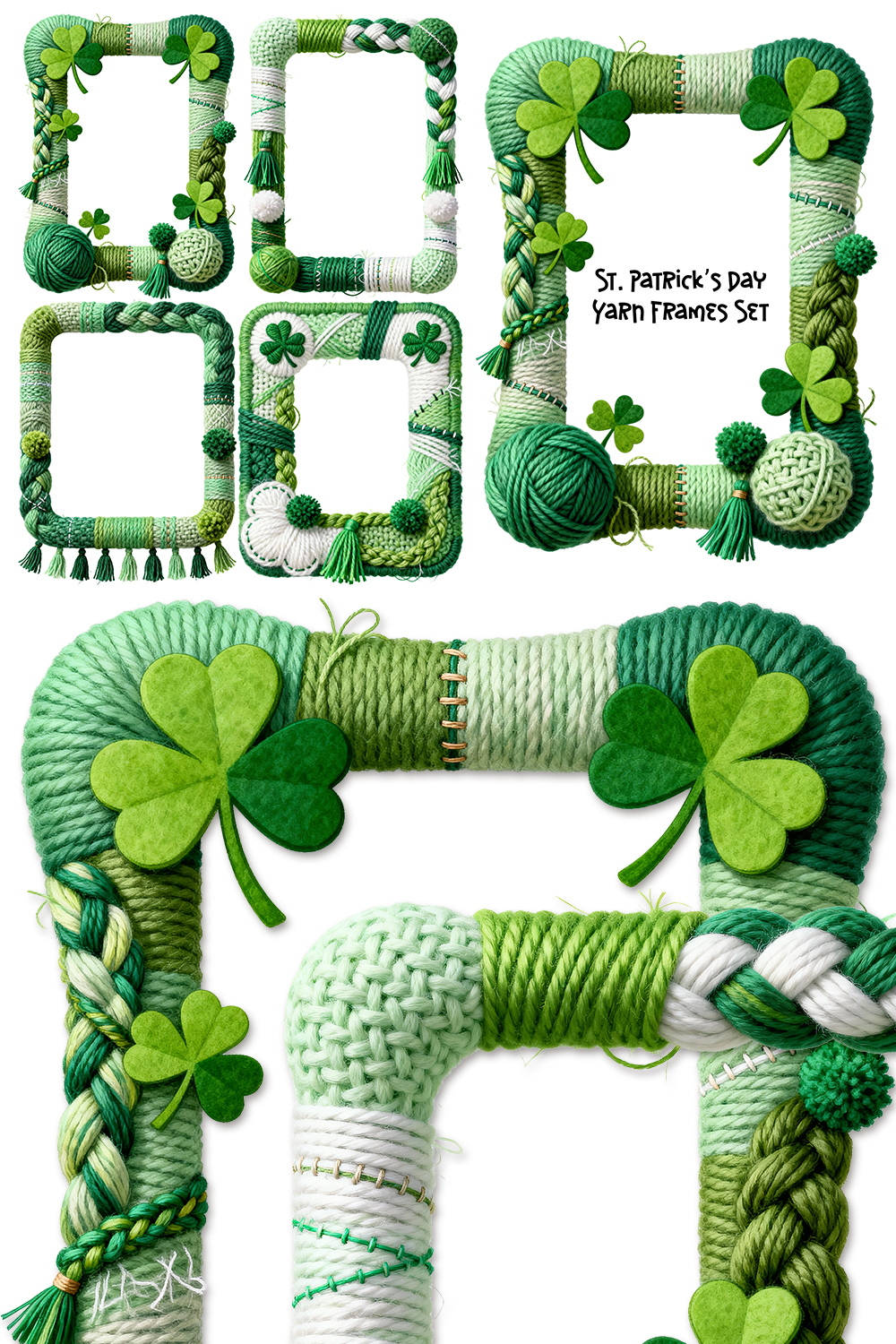 St. Patrick's Day Yarn Frames - Knitted And Crocheted - PNG