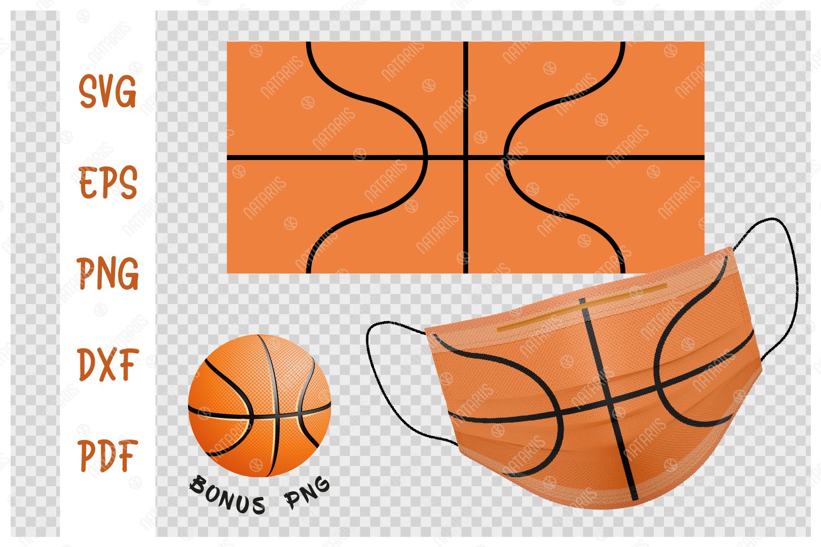 SVG Basketball ball background design for face mask.