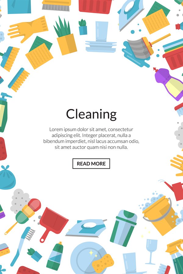 Vector cleaning flat icons background with place (828952)