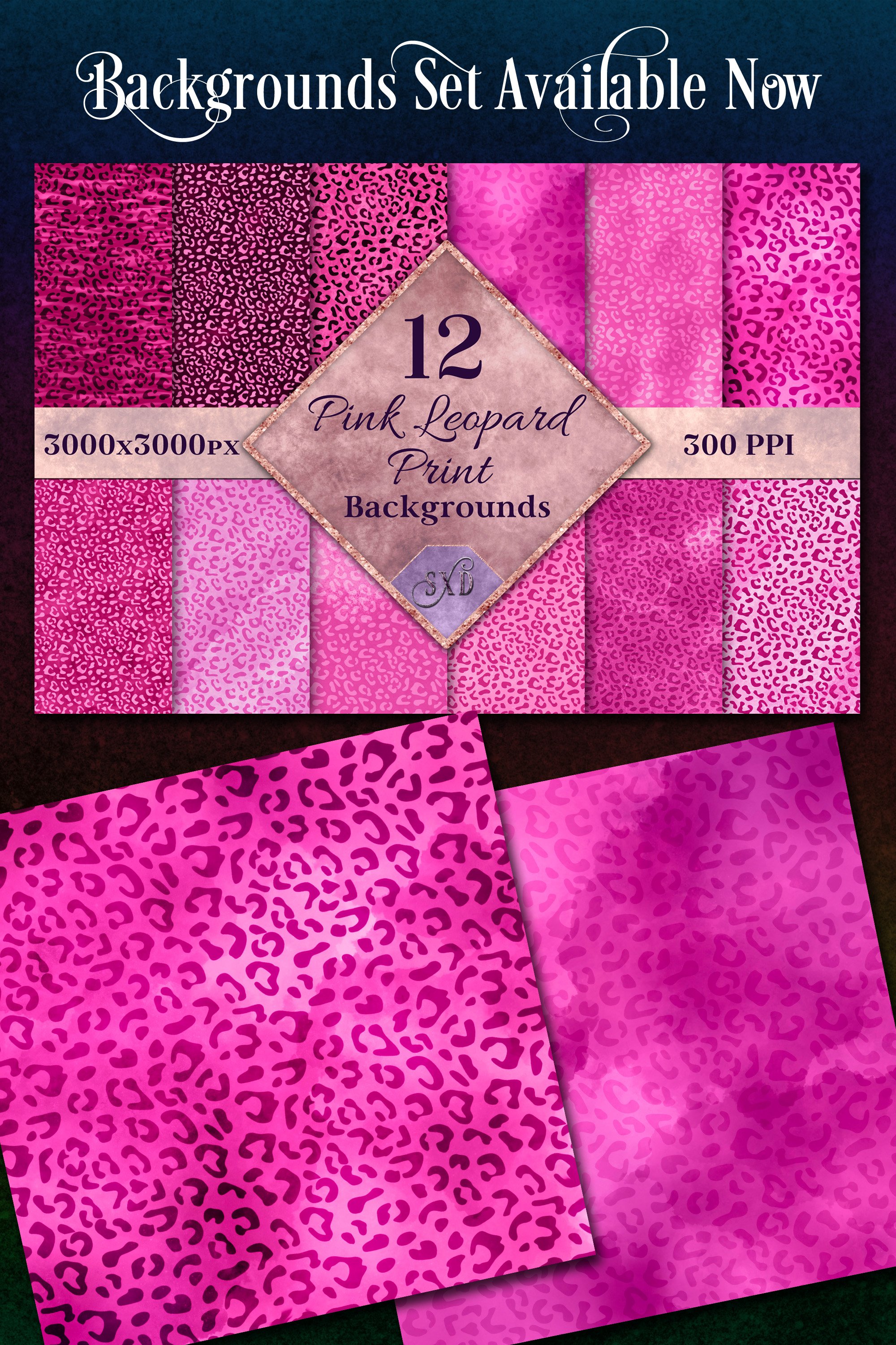 Pink Leopard Print Backgrounds - 12 Image Textures