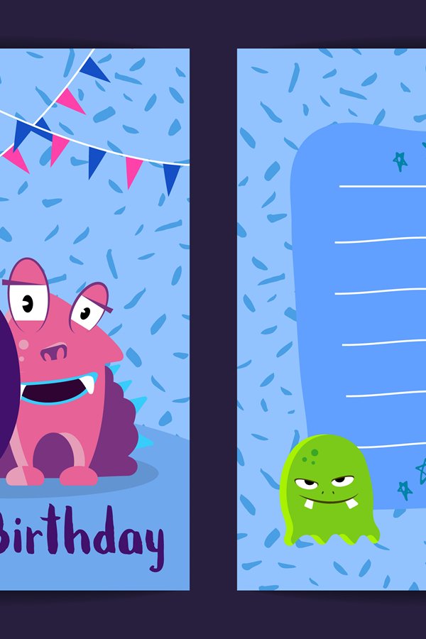 Vector happy birthday card with cute cartoon (779598)