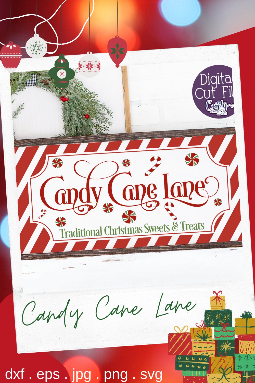 Candy Cane Lane Christmas Farmhouse Sign Svg