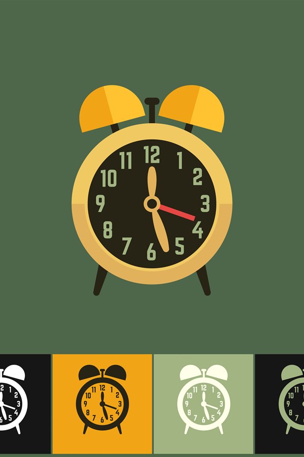 Clock icon. Flat vector illustration on colored (900415)
