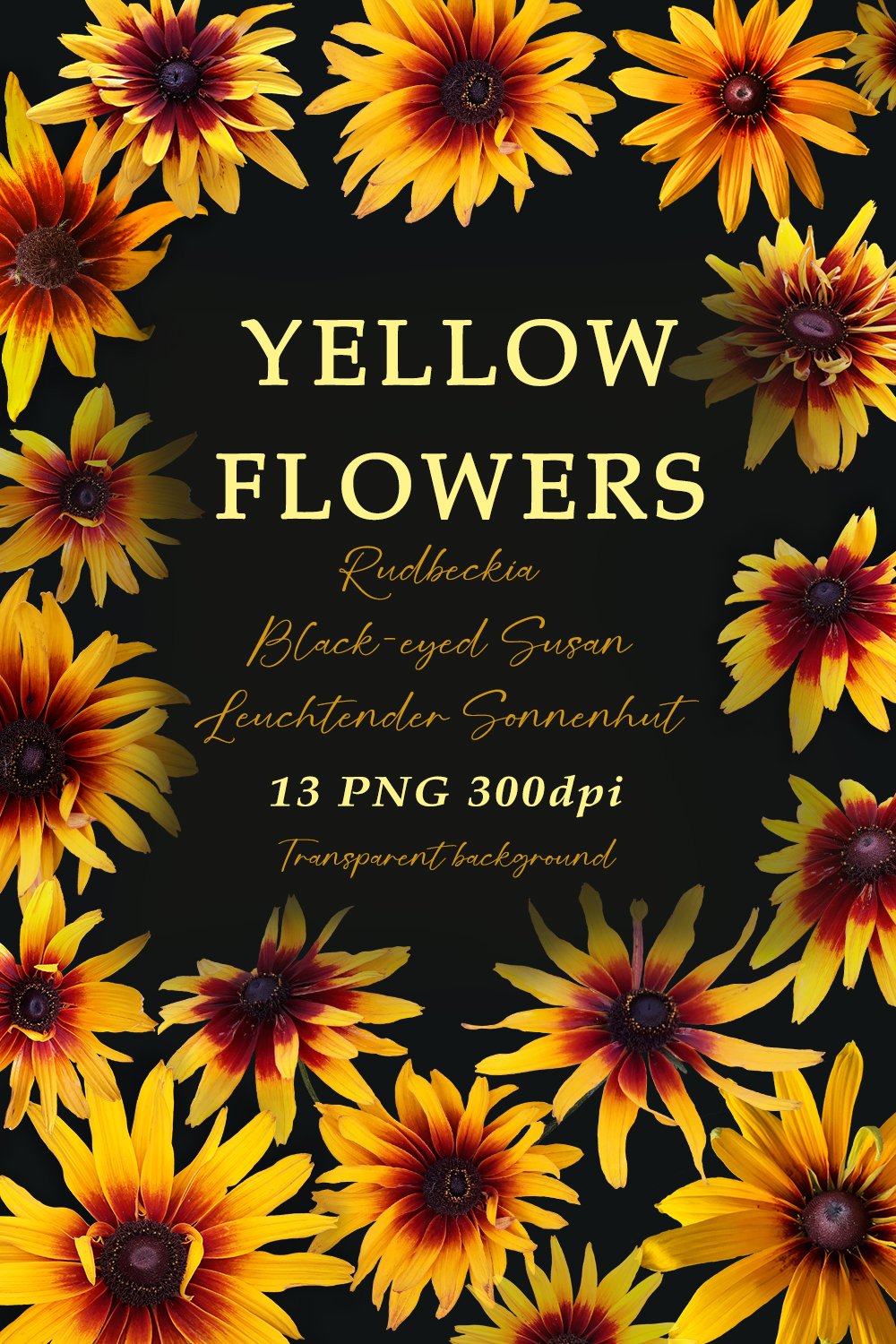 Yellow flowers. Cut elements.