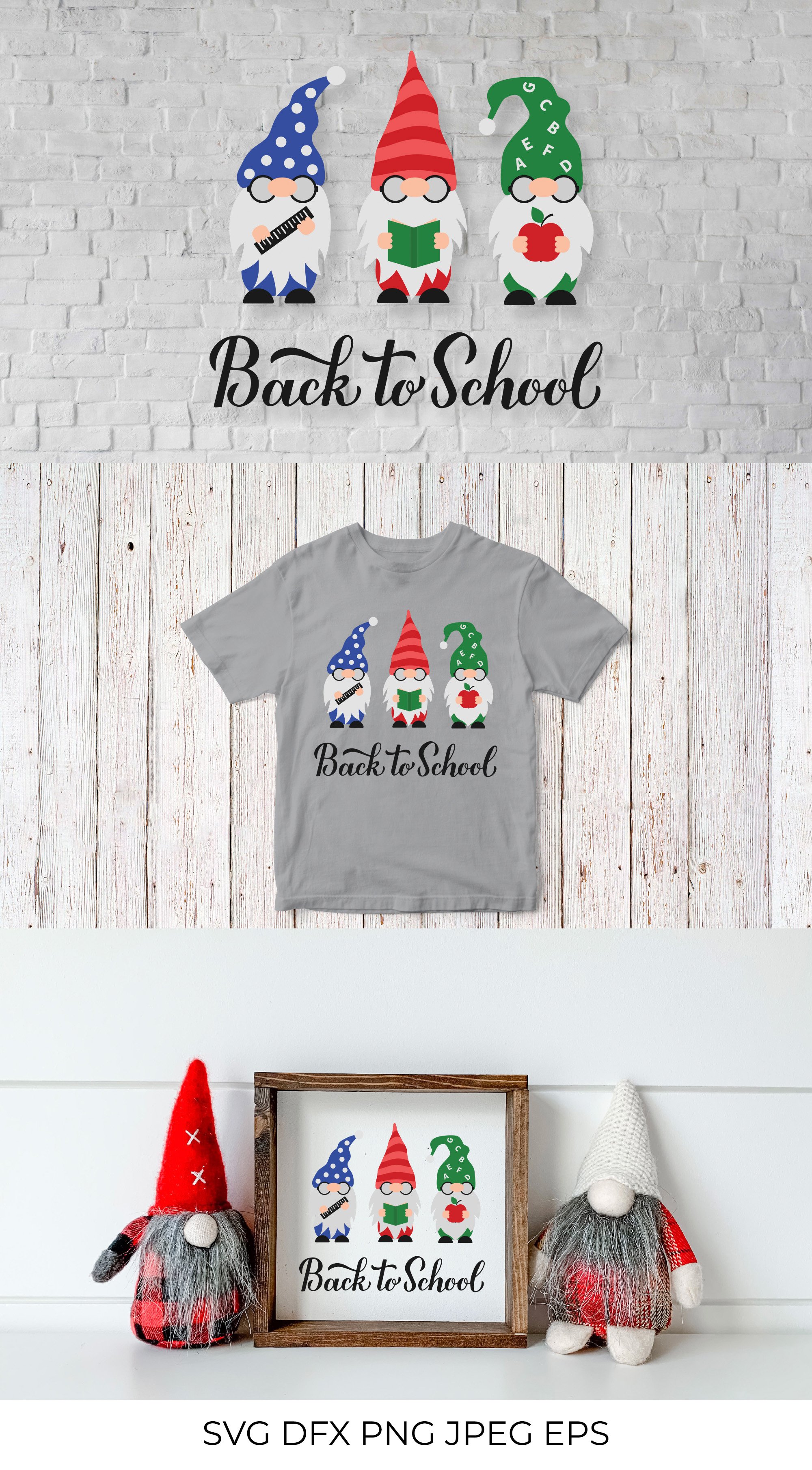 Back to School gnomes. Gnome student SVG. 1st day of school