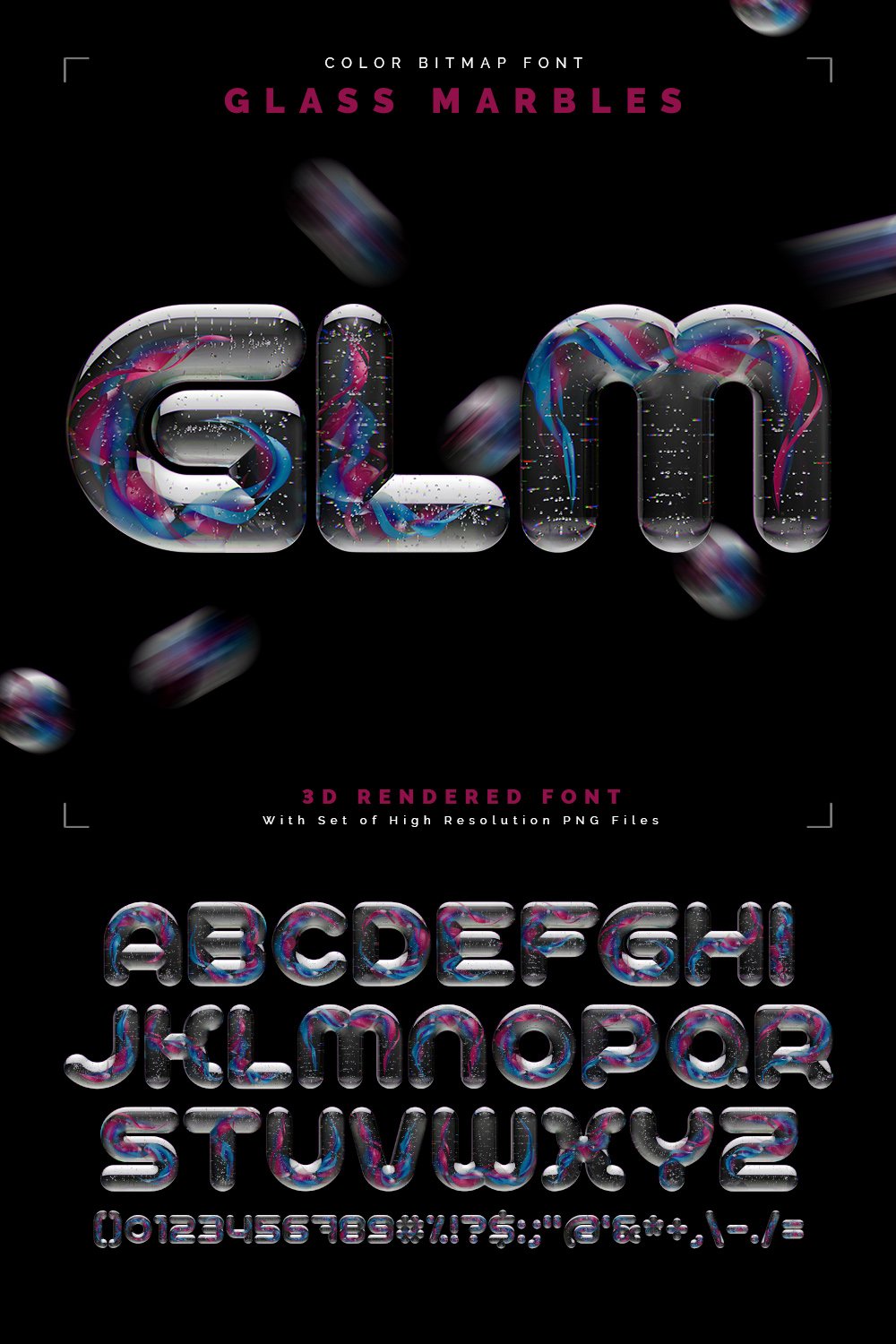 Glass Marbles Color Bitmap Font