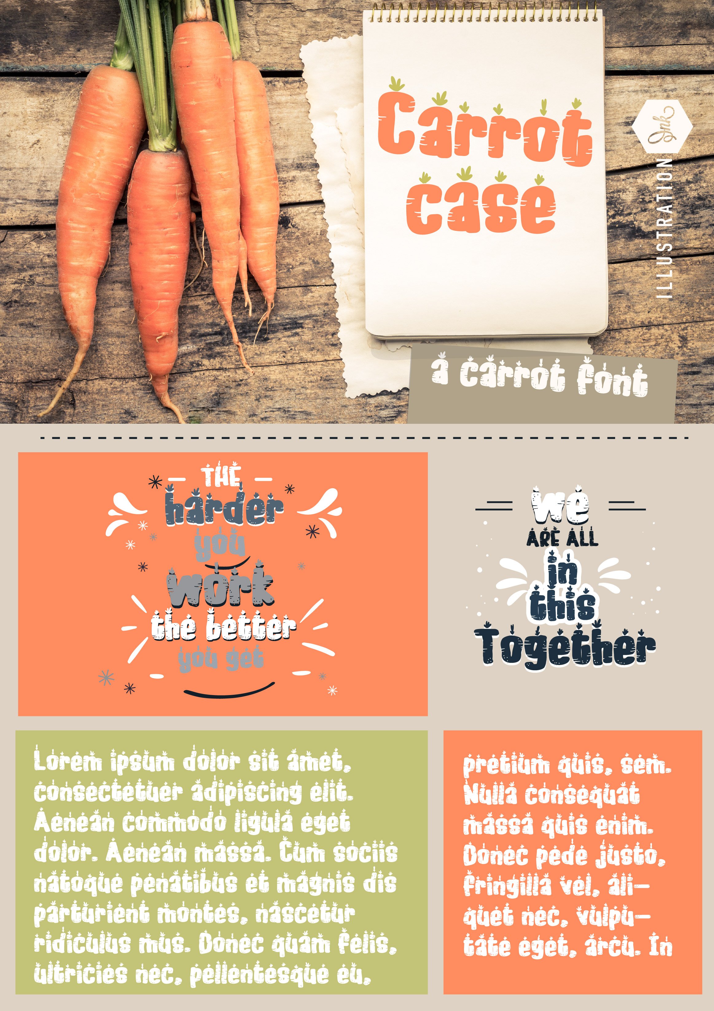 Handcrafted carrot font