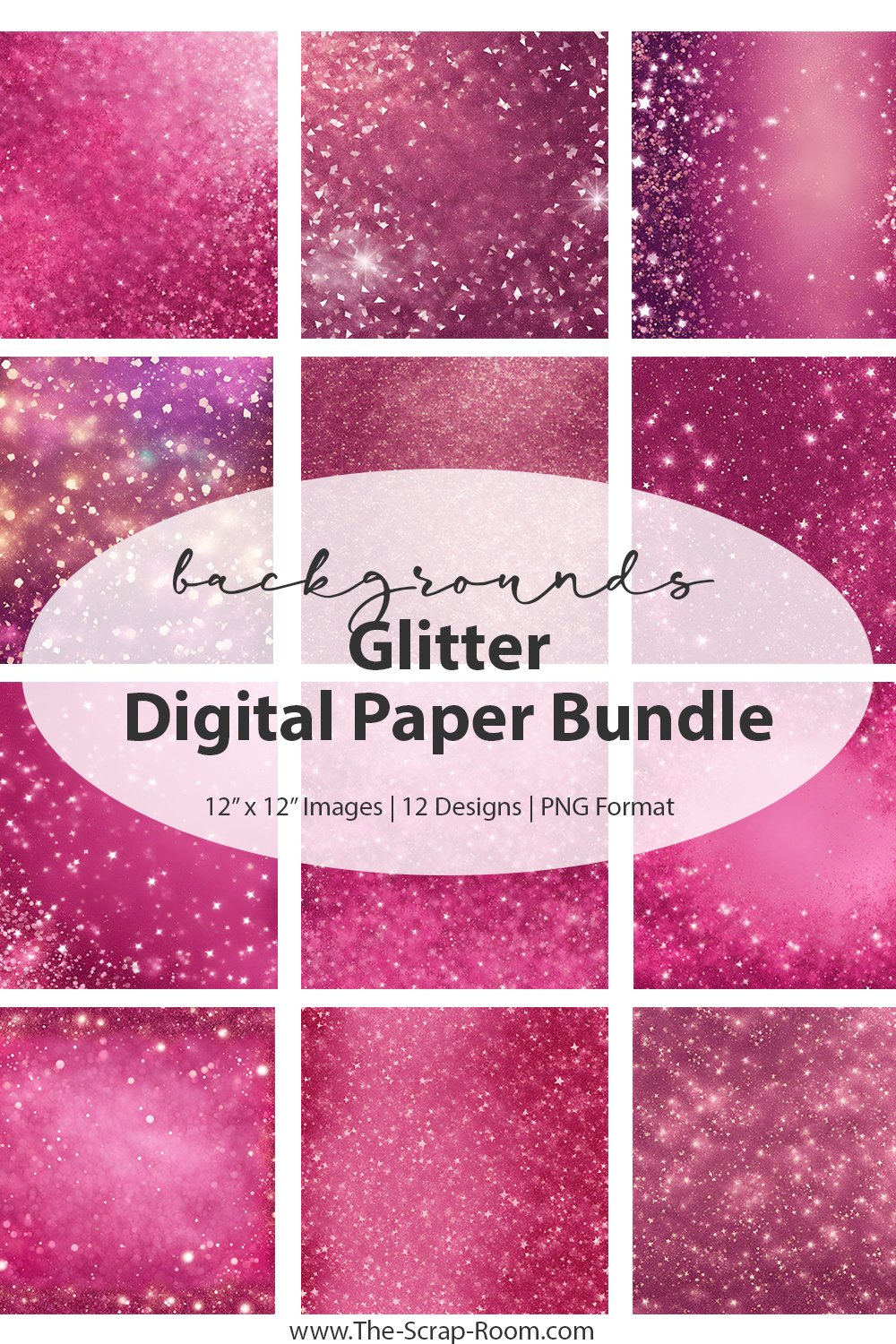 Digital Paper, printable: Pink Glitter Digital Paper Pack