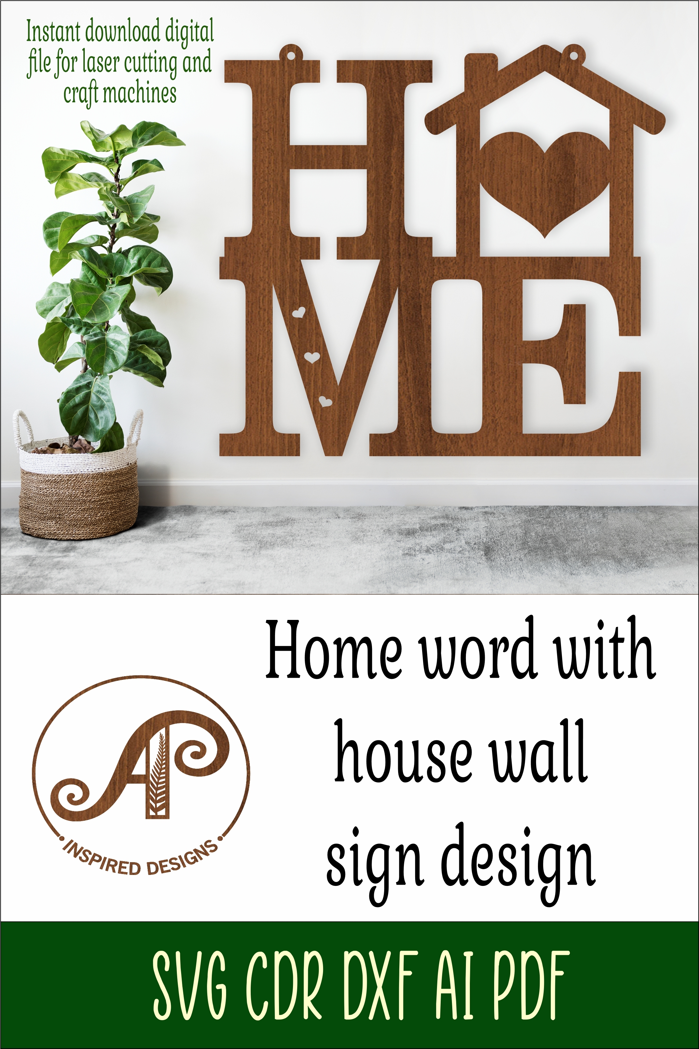 Home word with House theme wall art sign, SVG file. vector