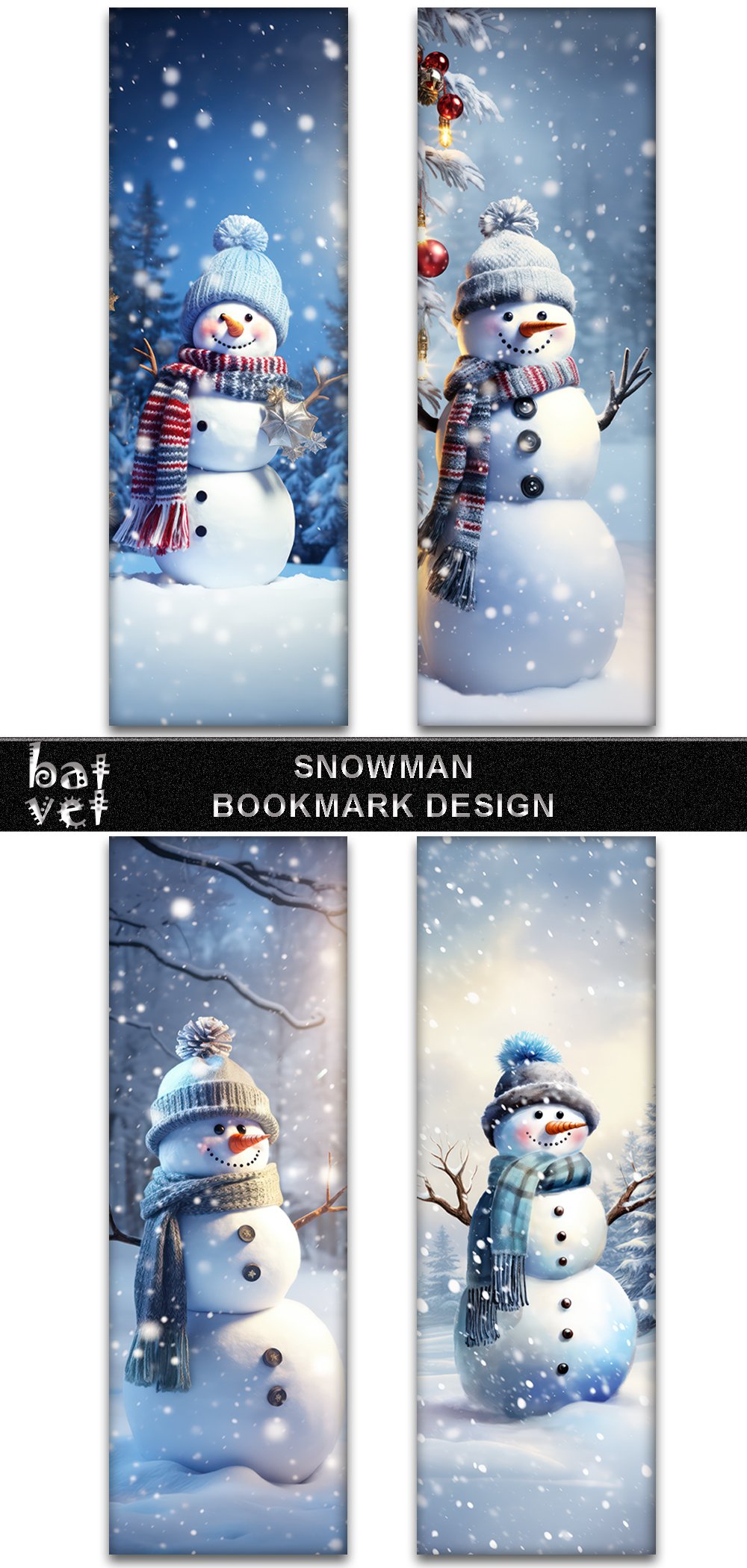 Snowman Bookmark Sublimation | Winter Bookmark PNG Design