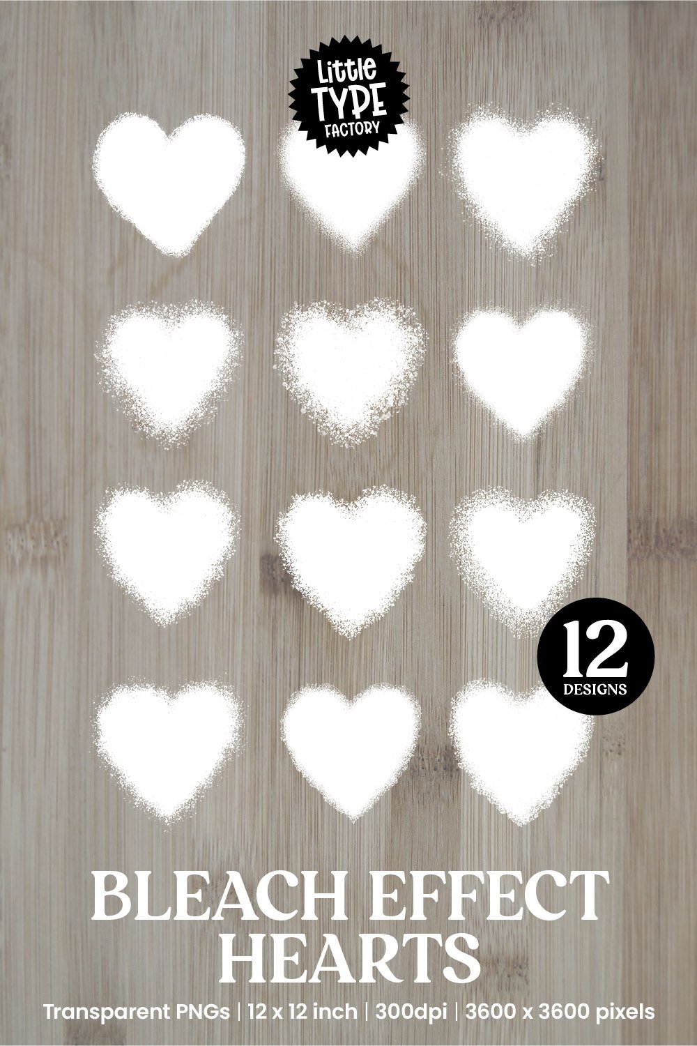 Bleach Effect Heart Backgrounds | Sublimation Bundle