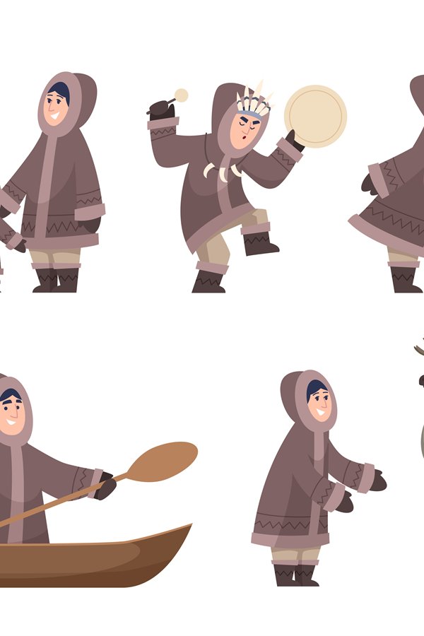 Eskimo characters. Traditional ethnic authentic characters c