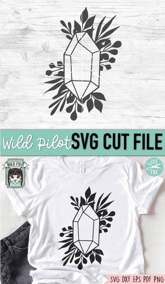 Crystals SVG, Crystal Cut File, Crystal Leaves Frame SVG