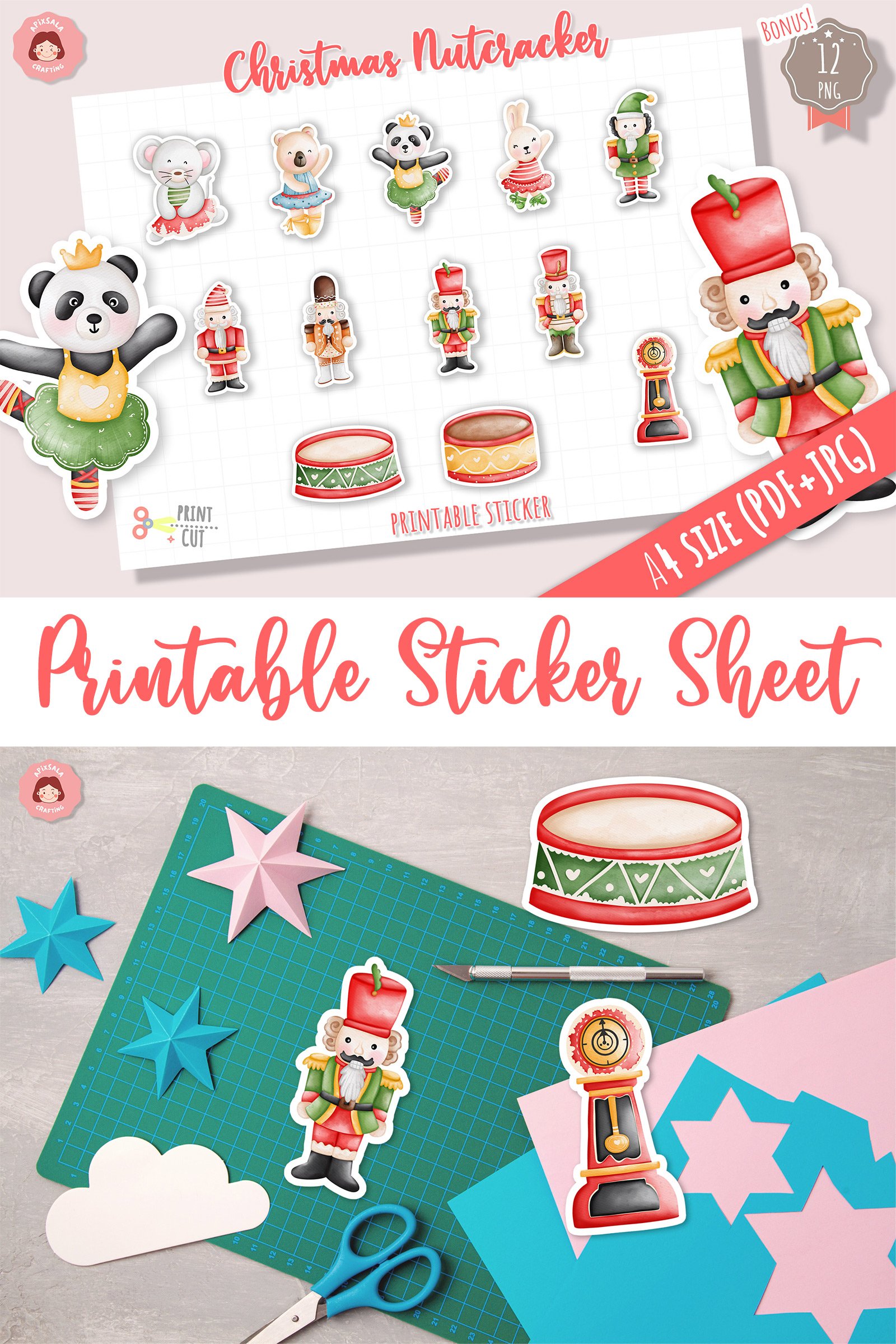 Christmas Nutcracker Sticker Printable| Christmas Ornament