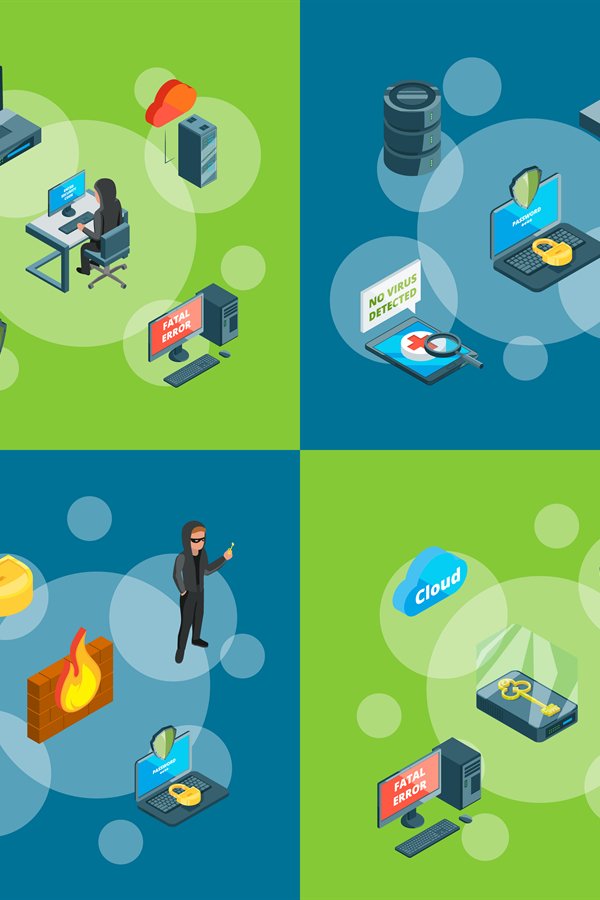 Vector isometric data and computer safety icons (873404)