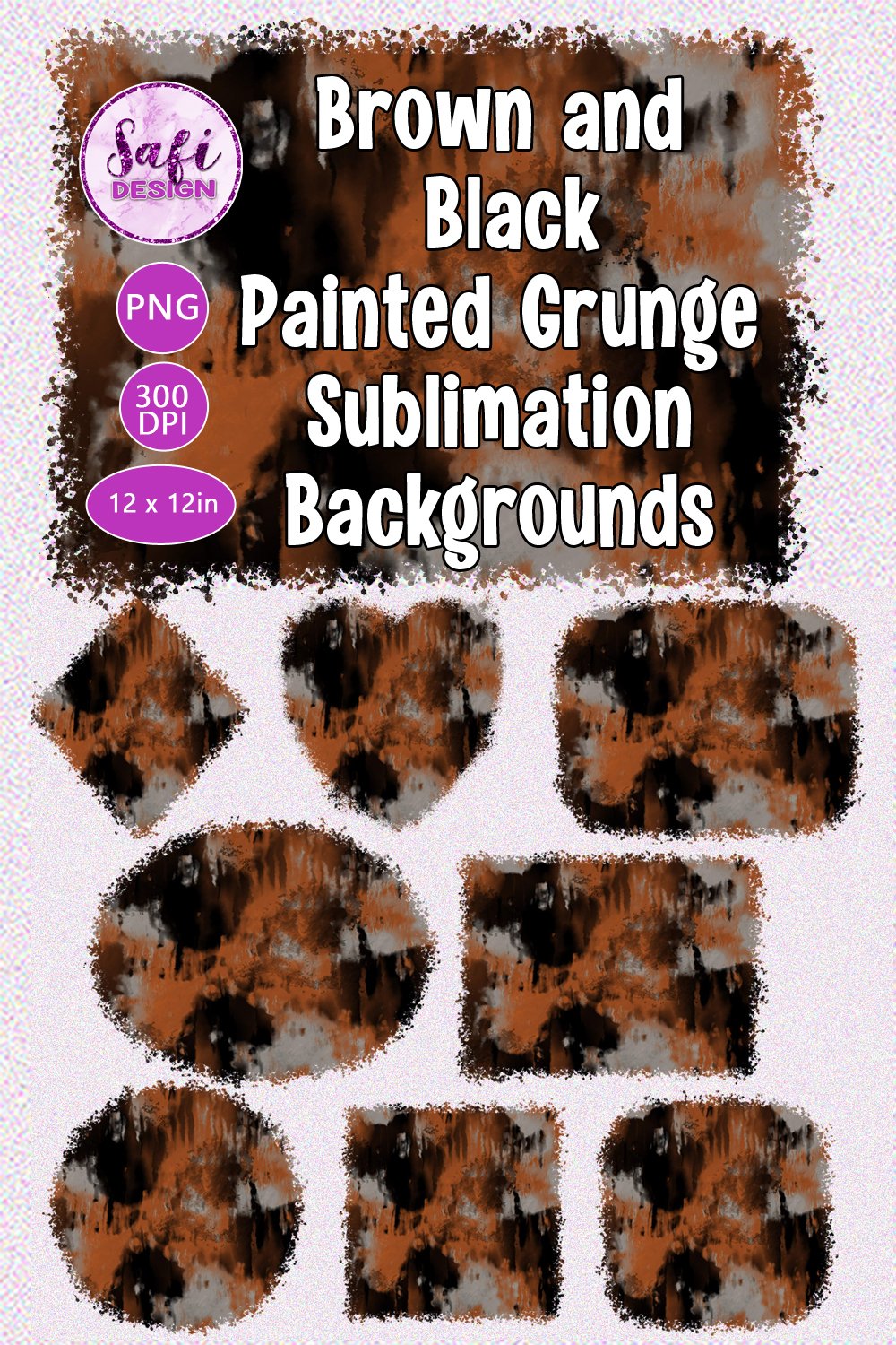 Brown and Black Painted Grunge Sublimation Backgrounds