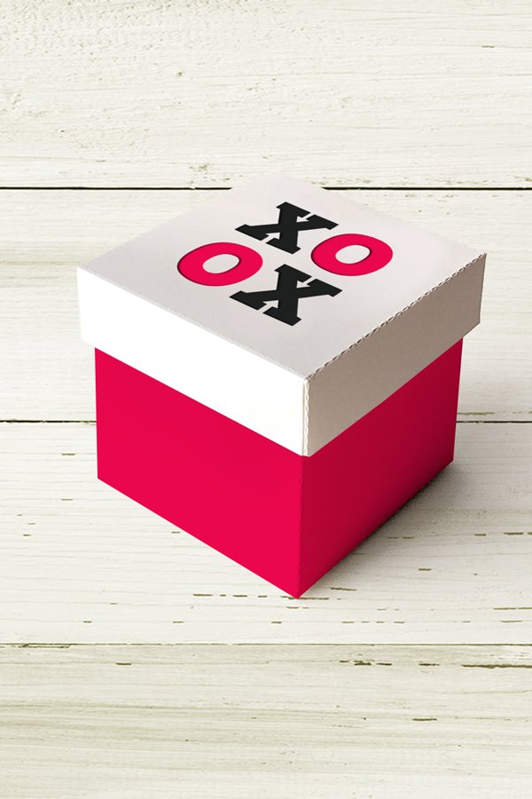 XOXO Cube Box With Lid Paper Goods SVG Design