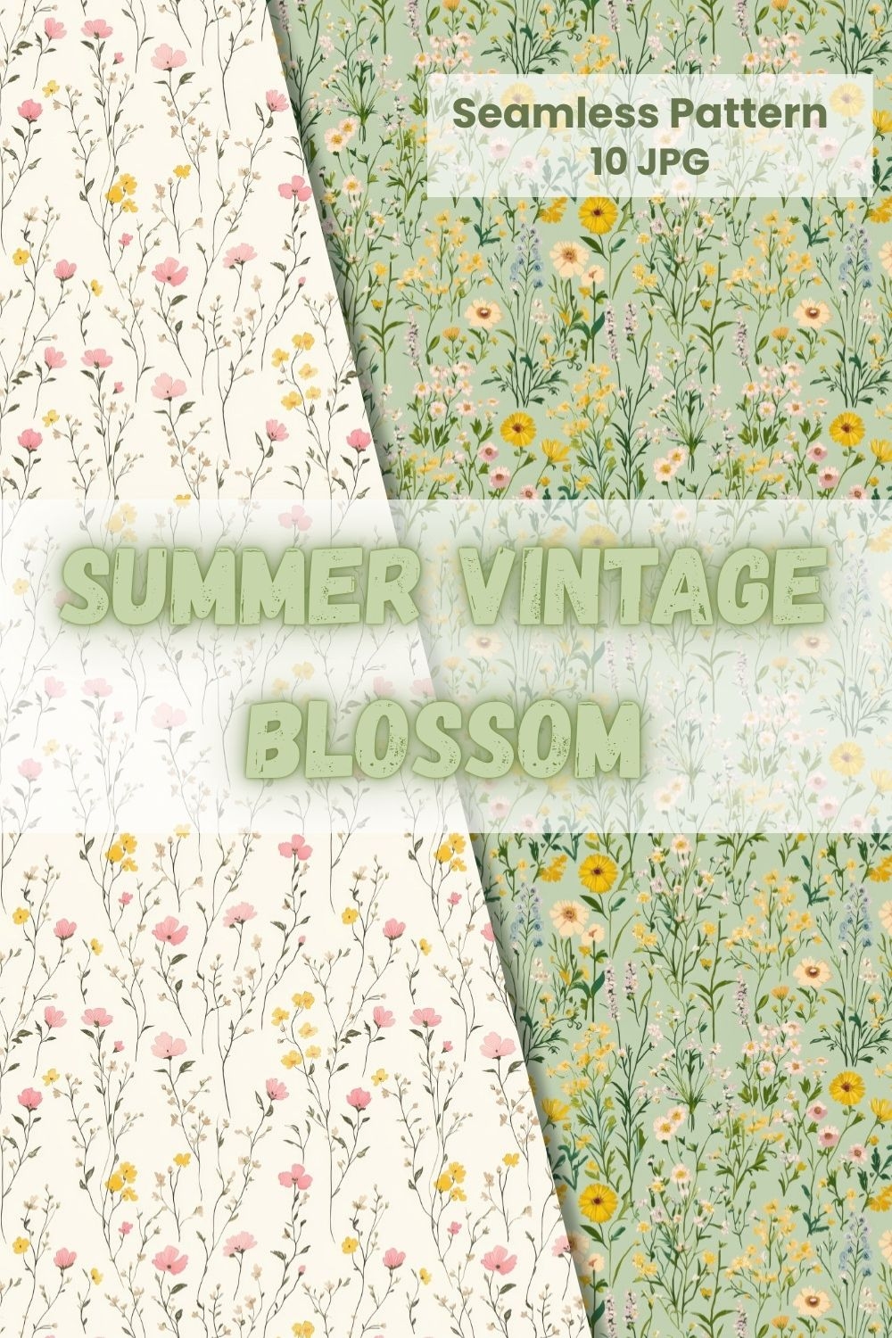 Vintage Summer Blossom Seamless Patterns | Floral Digital