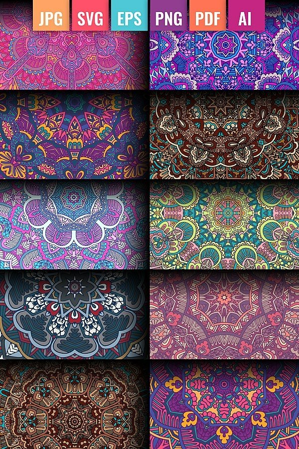 Abstract Boho Festival Mandala Seamless Pattern (1194294)
