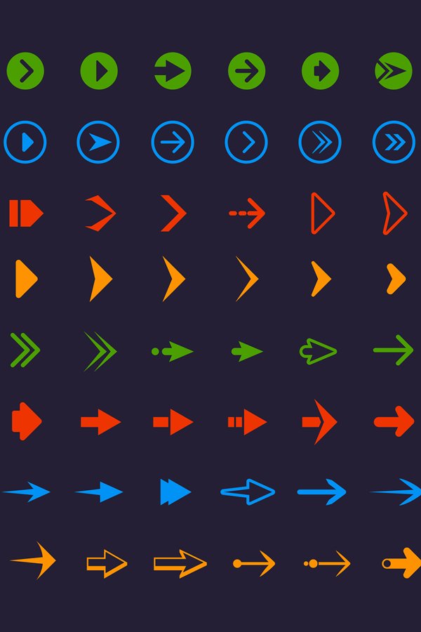 Colored web arrows. Infographic symbols for website app icon