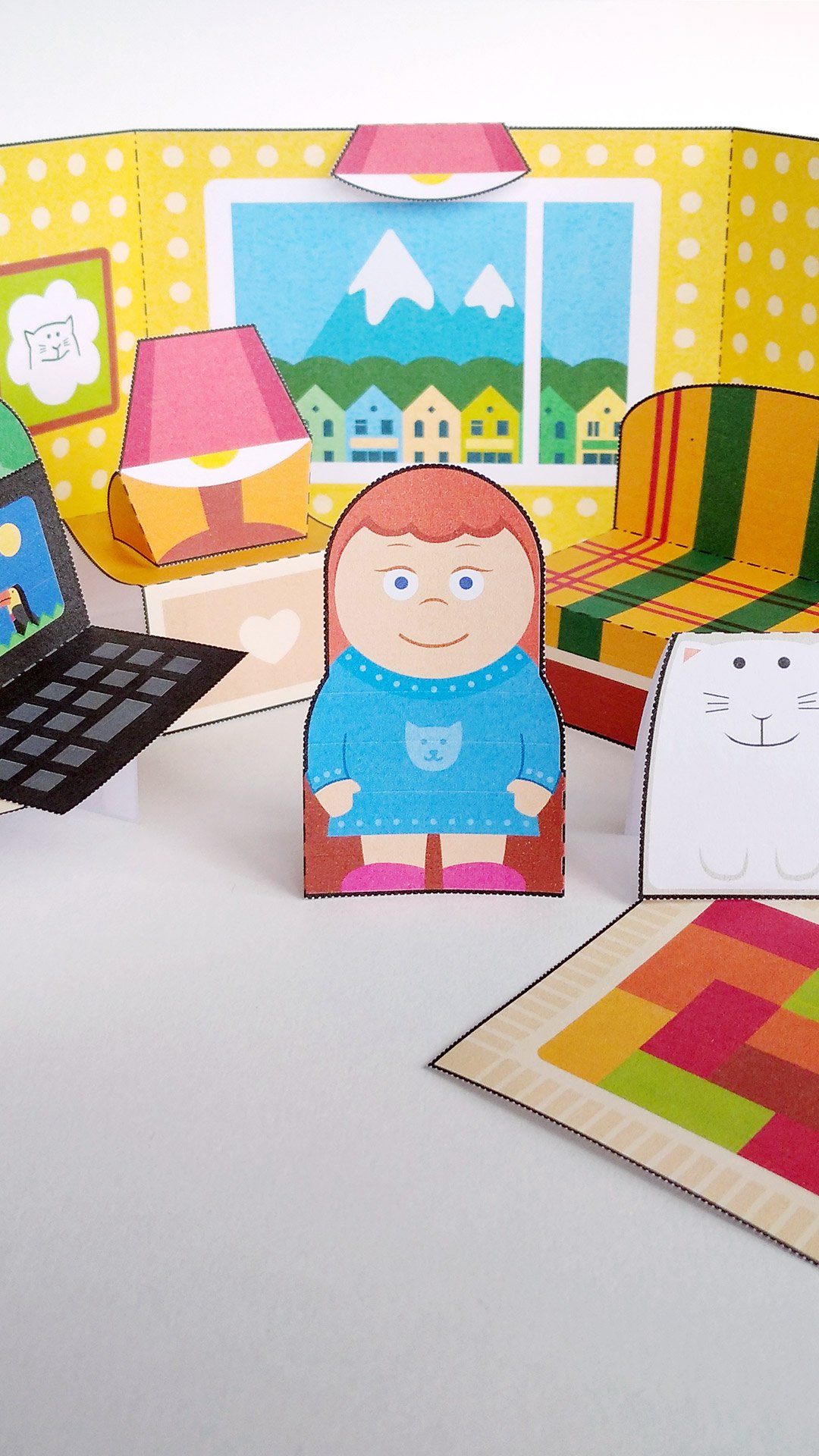 3D Cutouts for Kids - Yellow Set. Scissors Skills Activity