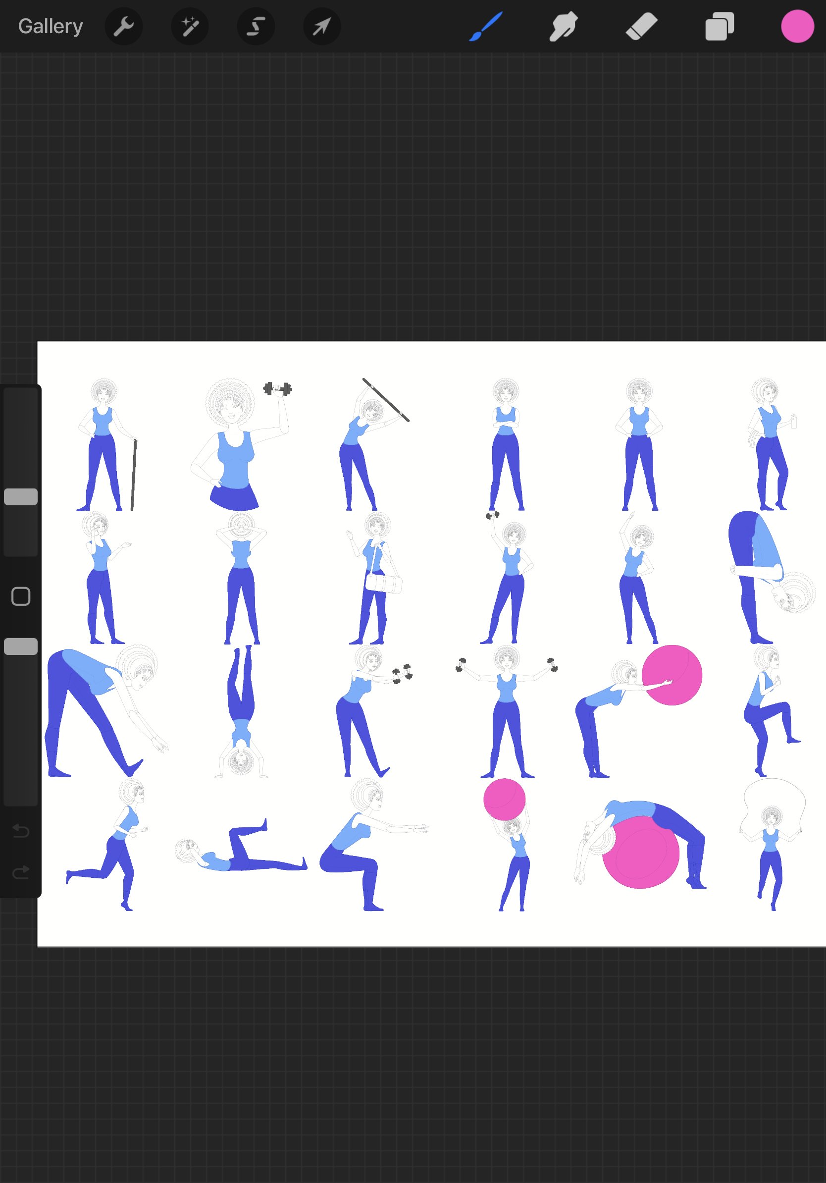 Female Fitness Model Body Poses Set 1 Procreate Brush Stamps