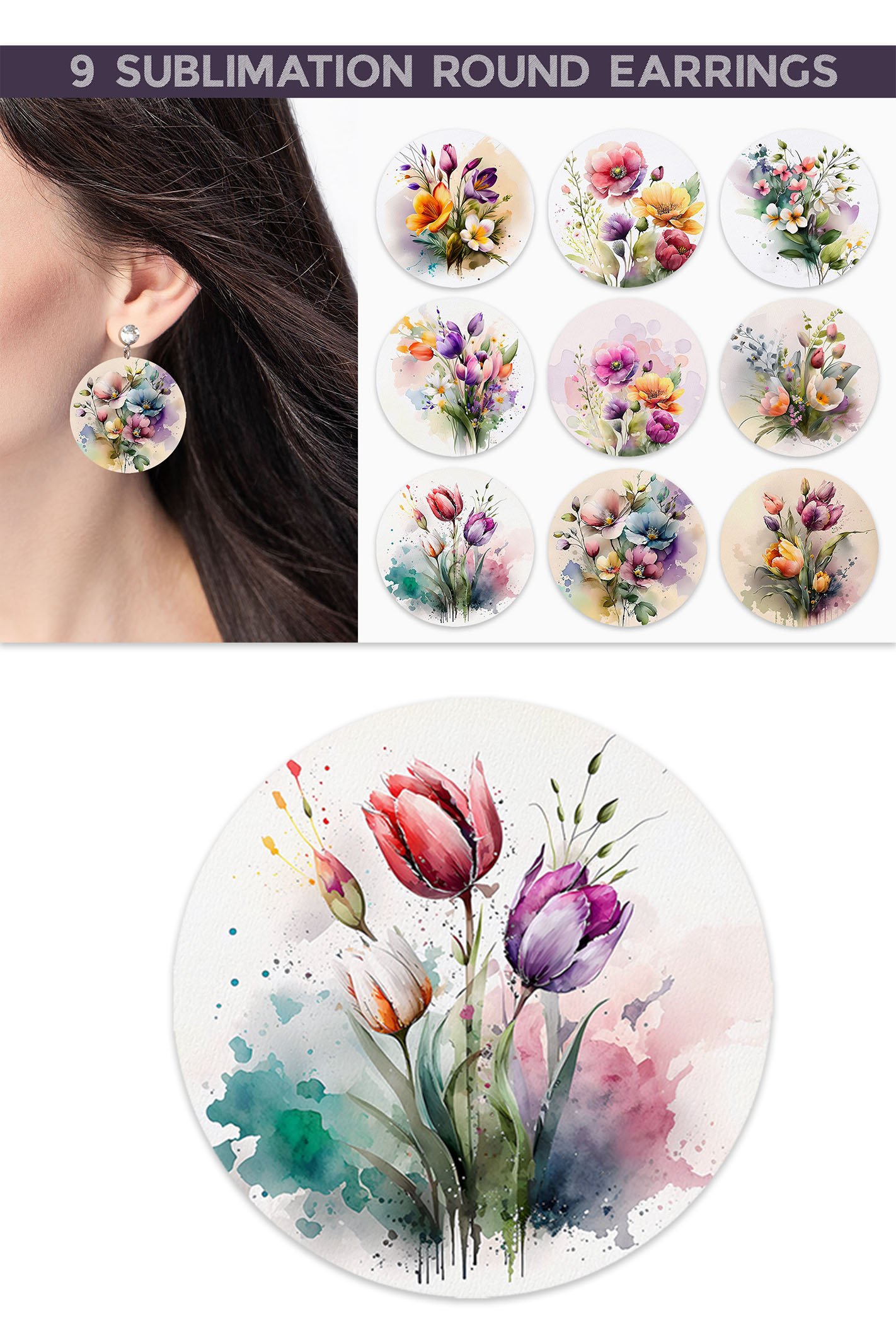 Spring Floral Round Earrings Bundle | Wildflowers Earrings