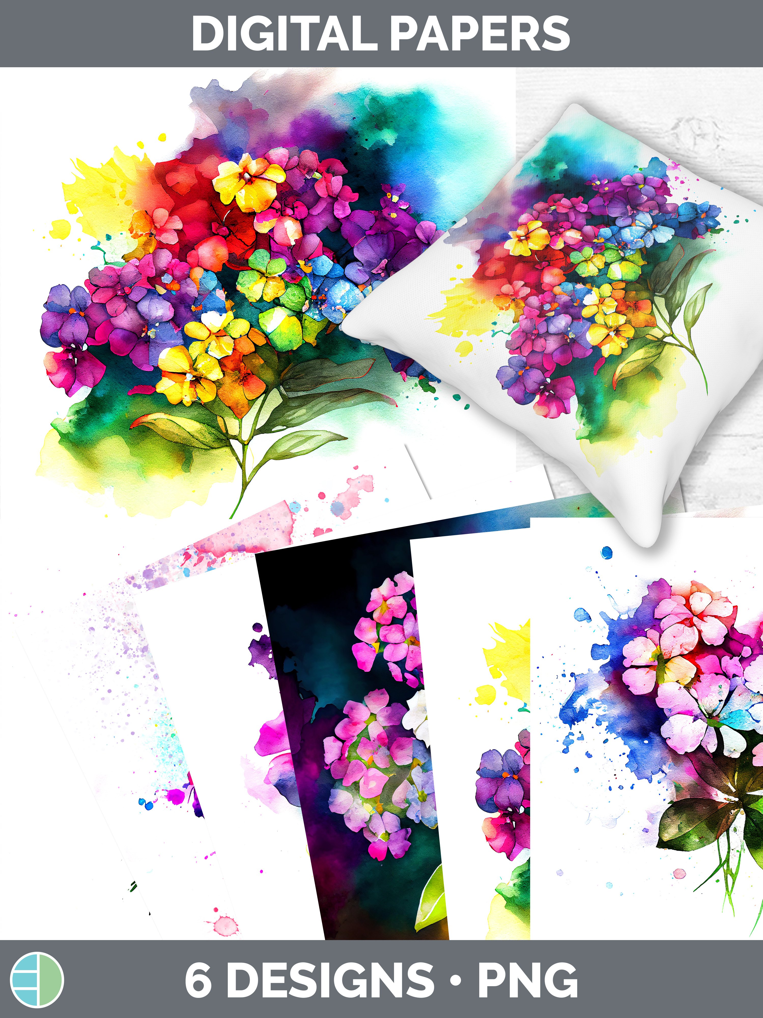 Rainbow Phlox Flowers Paper Backgrounds | Digital Scrapbook