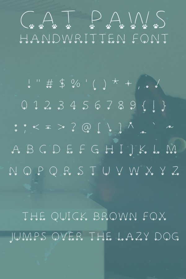 cat paws handwritten font
