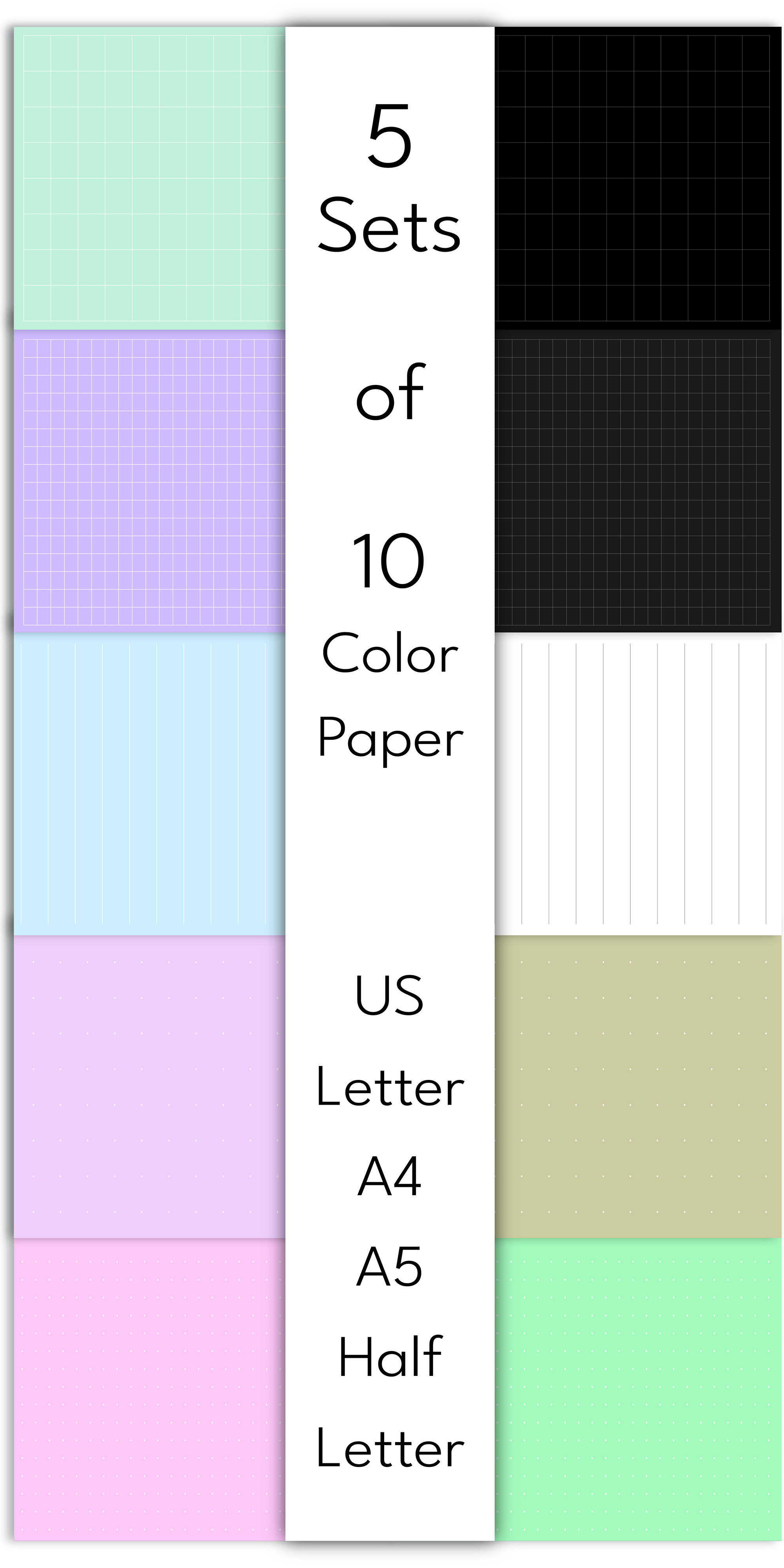 Digital Pastel Paper Bundle. Dot Grid, Line, Graph Pattern
