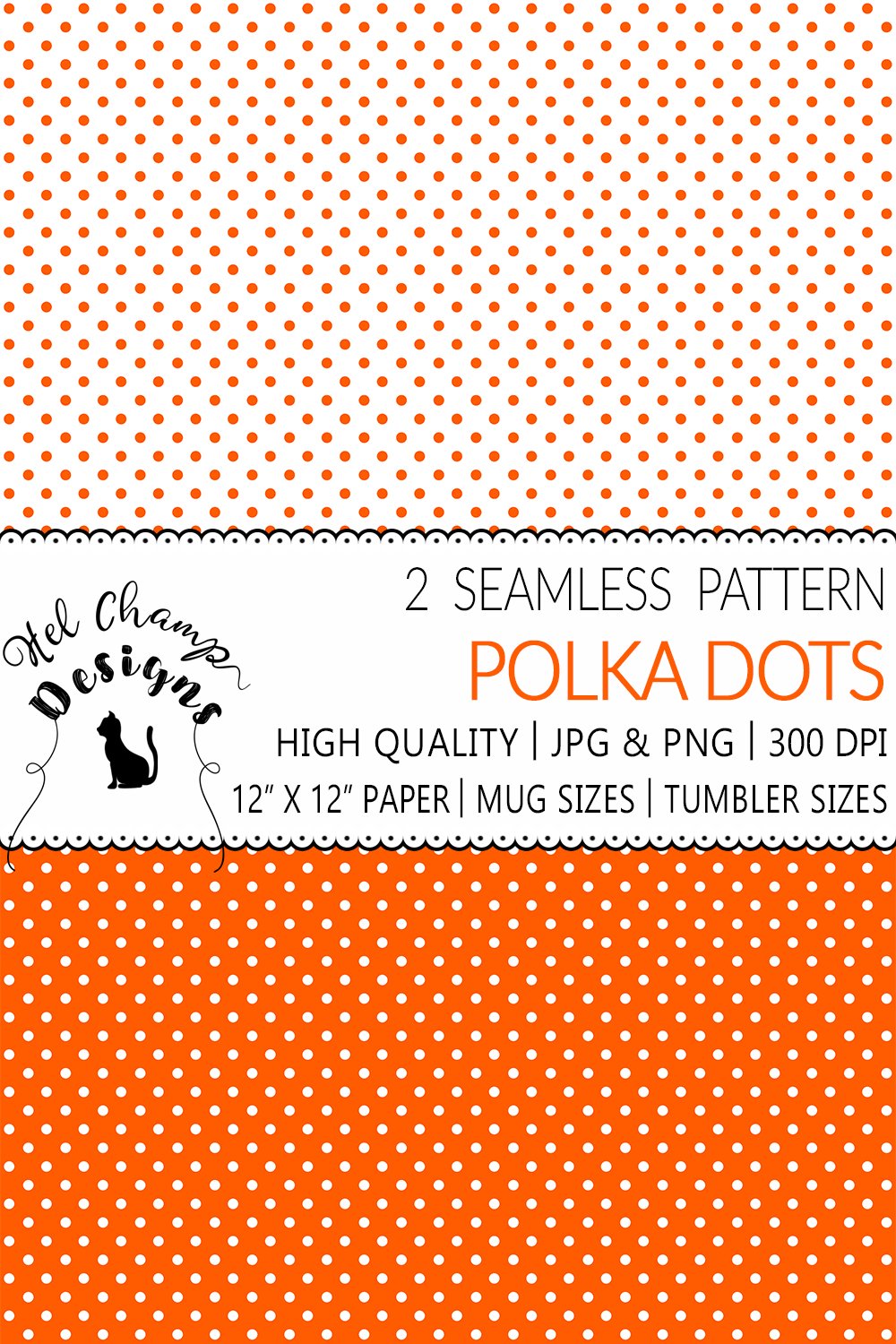 Polka dots orange and white scrapbooking vichy papers design