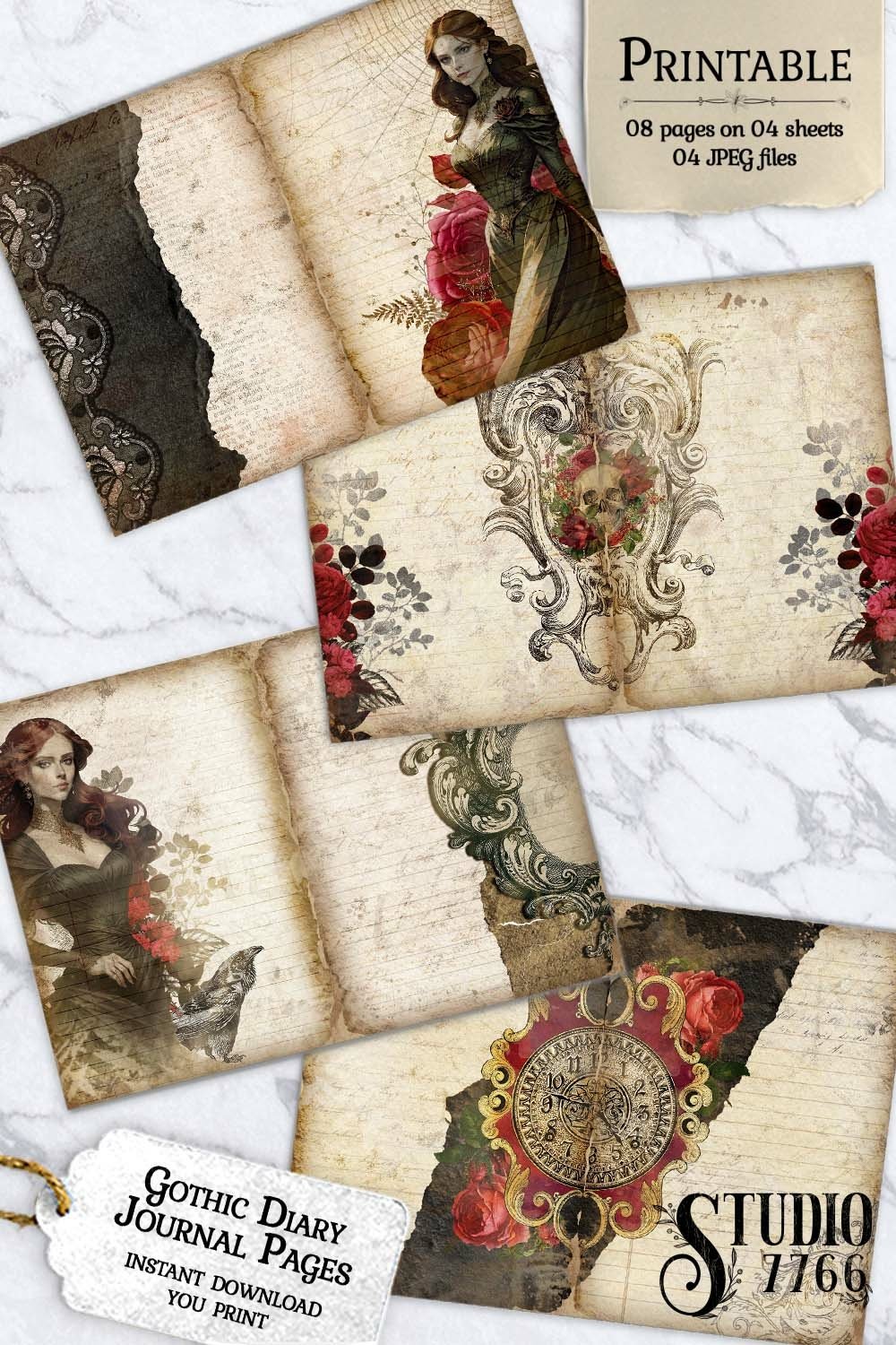 Gothic Diary Junk Journal Pages